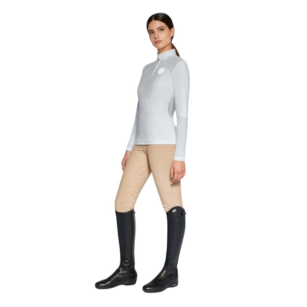 Cavalleria Toscana Perforated Insert Long Sleeve Zip Training Polo ...