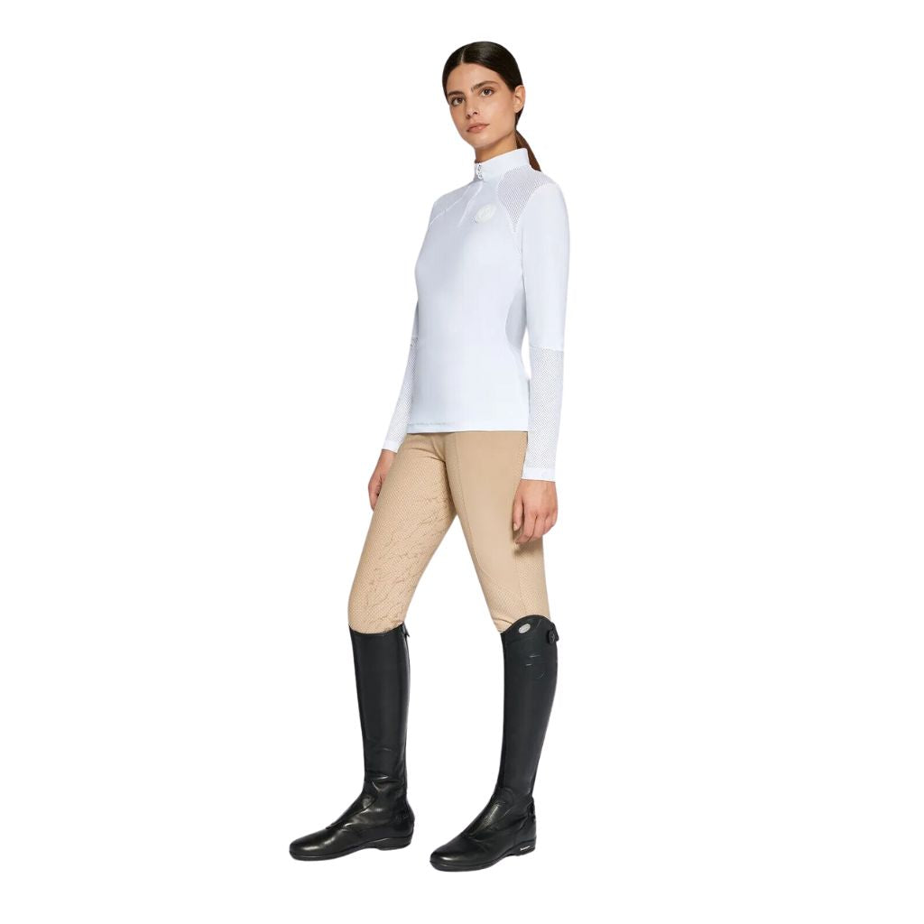 Cavalleria Toscana Perforated Insert Long Sleeve Zip Training Polo ...