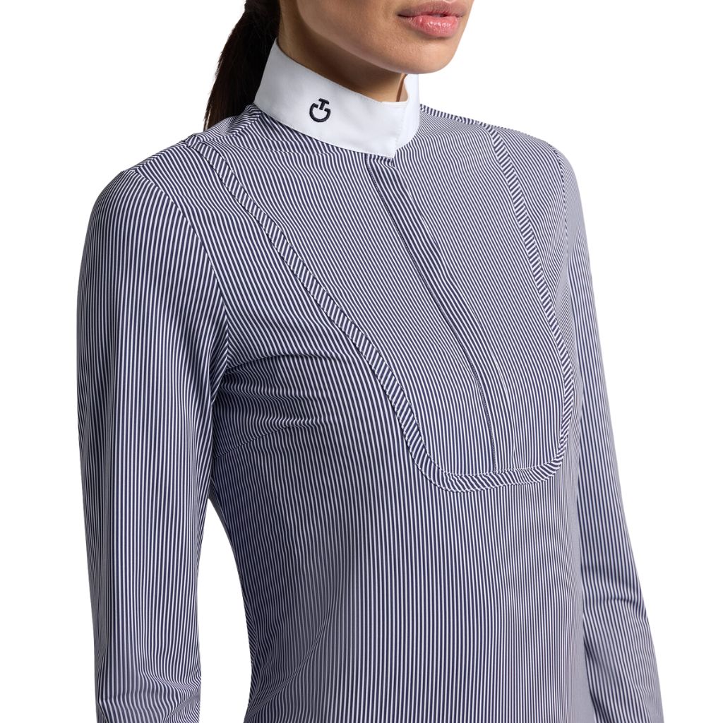 Cavalleria Toscana Long Sleeve Stripes Competition Shirt - Dark Blue L ...